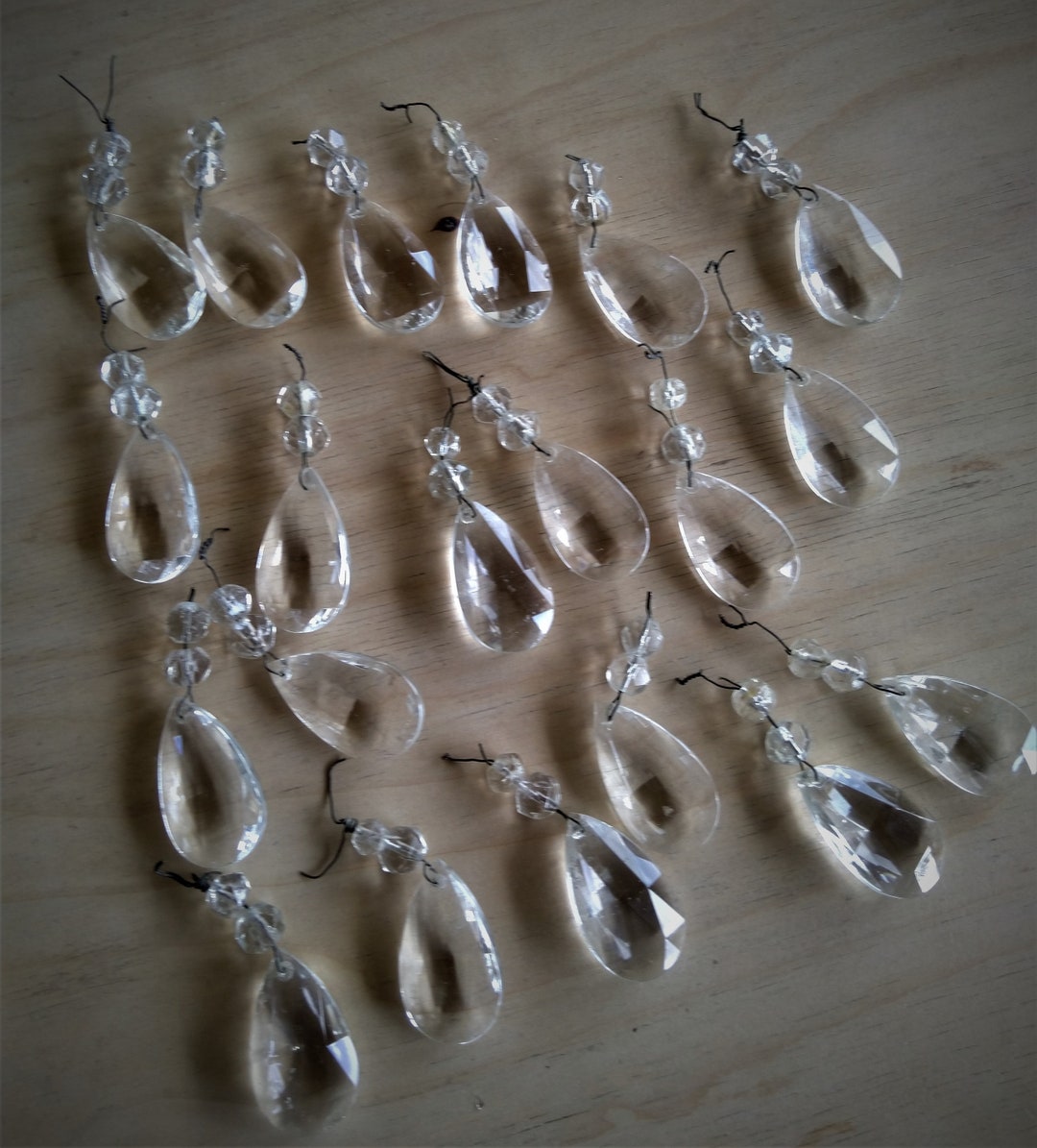 Set of 20 Vintage Antique Crystal Glass Chandelier Drops Beads - Etsy