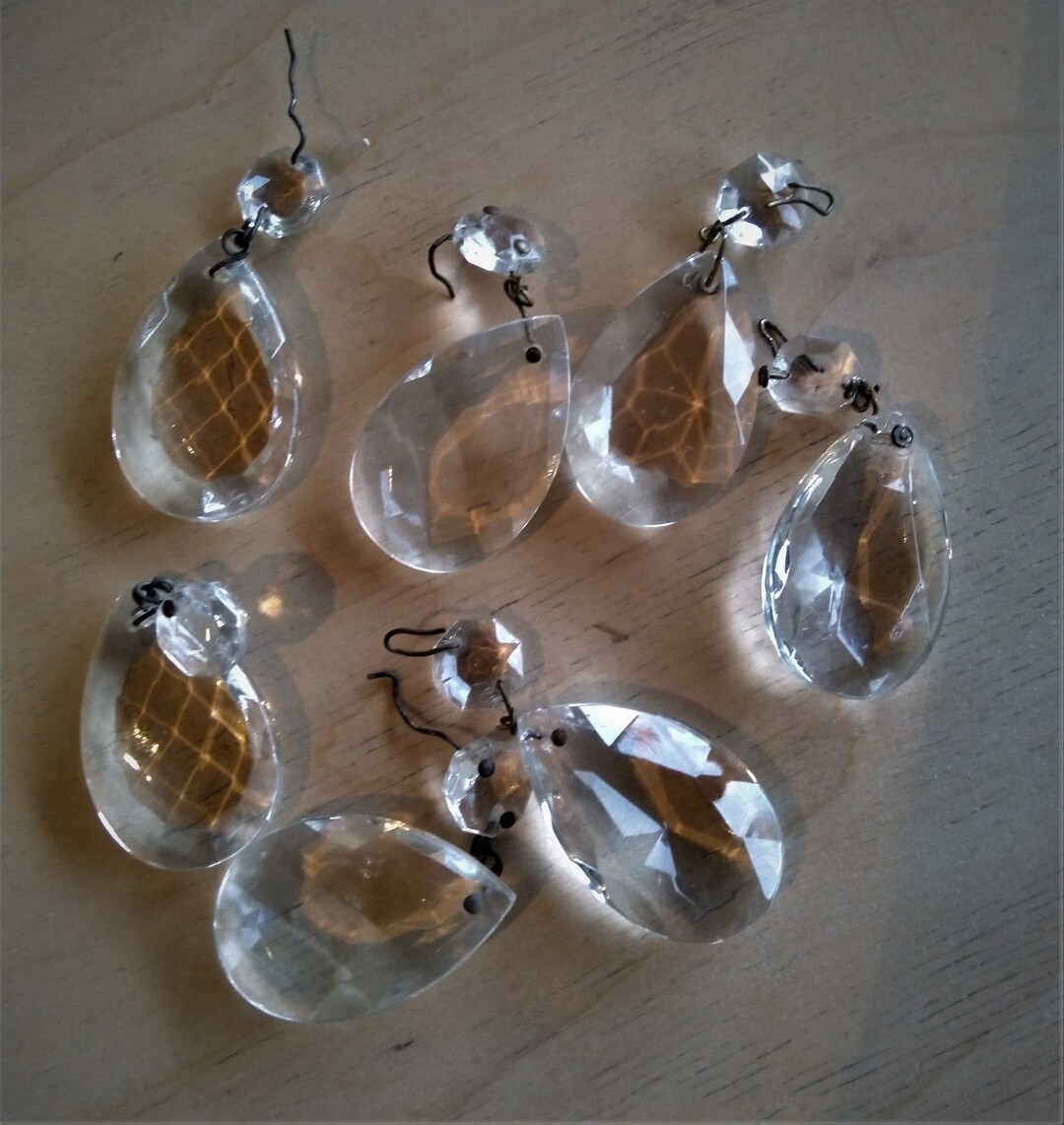 Set of 7 Vintage Antique Crystal Glass Chandelier Drops-beads - Etsy