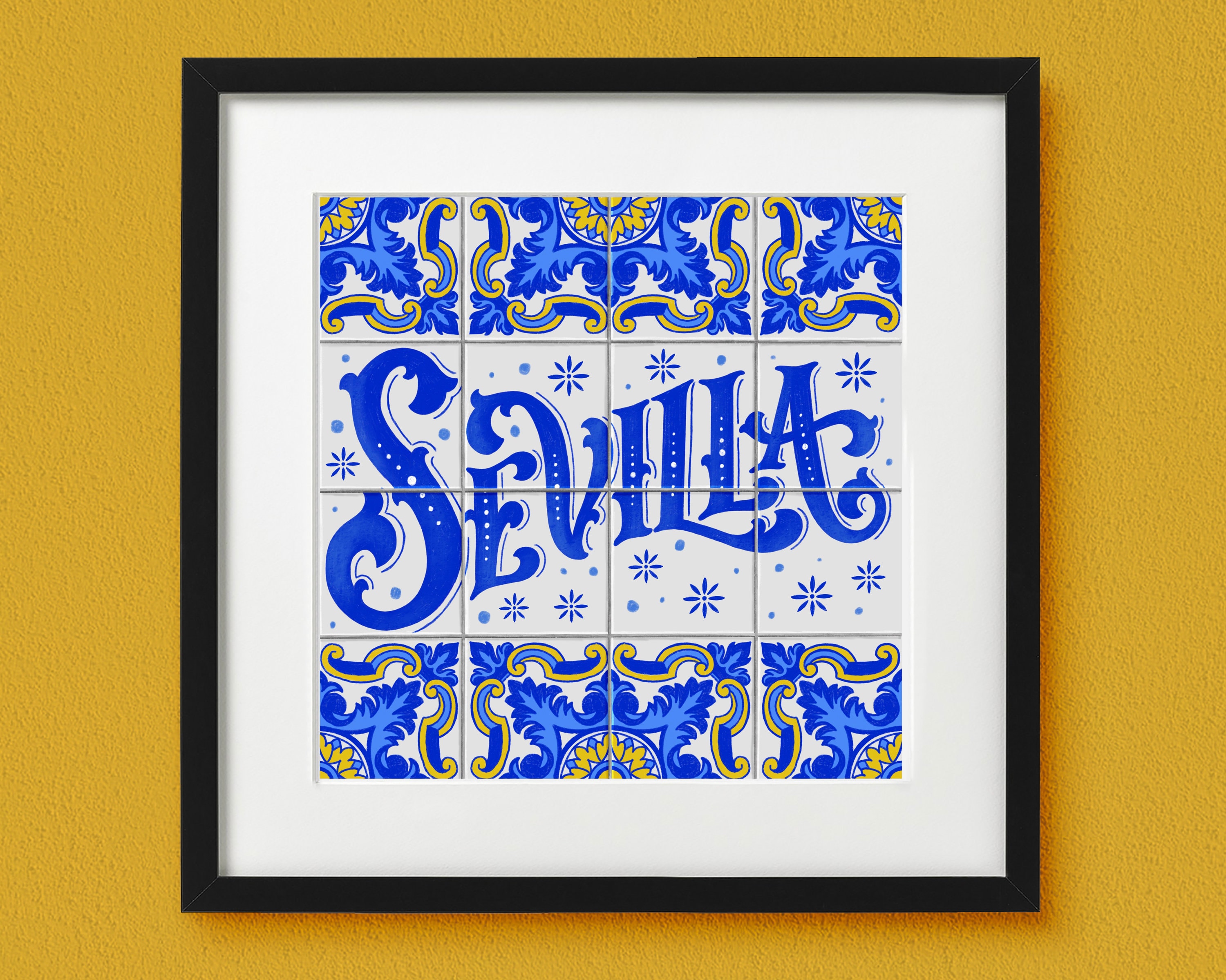 Sevilla Tile Hand Lettered Print Art Print Lettering Print - Etsy