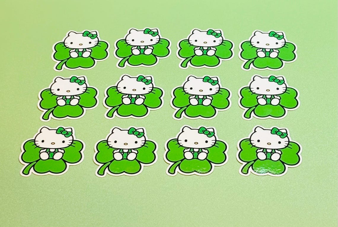 12pcs- Hello Kitty Saint Patricks Day Cupcake Toppers - Etsy