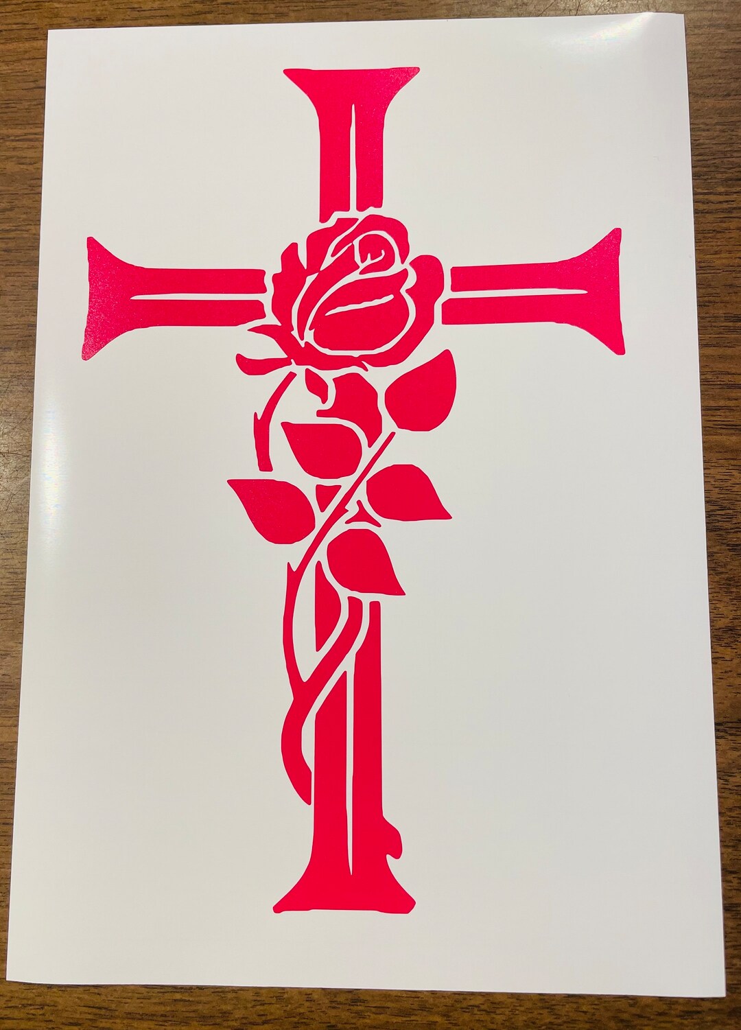 Cross With Rose Decal - Etsy