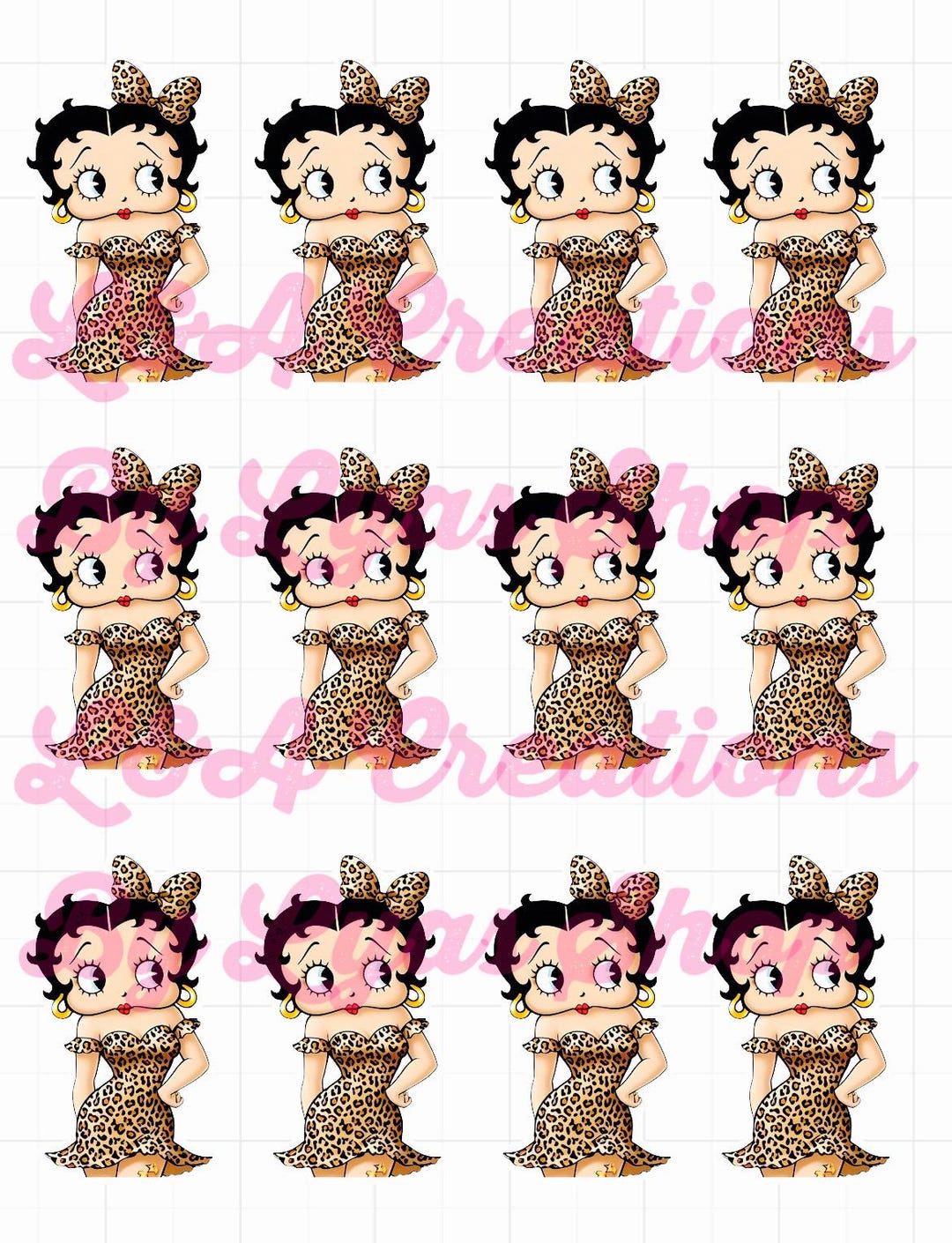 12pcs- Betty Boop Leopard Cupcake Toppers - Etsy