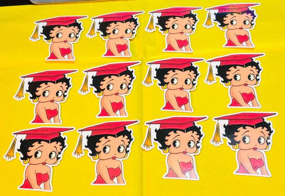 12pcs- Betty Boop Graduation Cupcake Toppers (RED) - Etsy