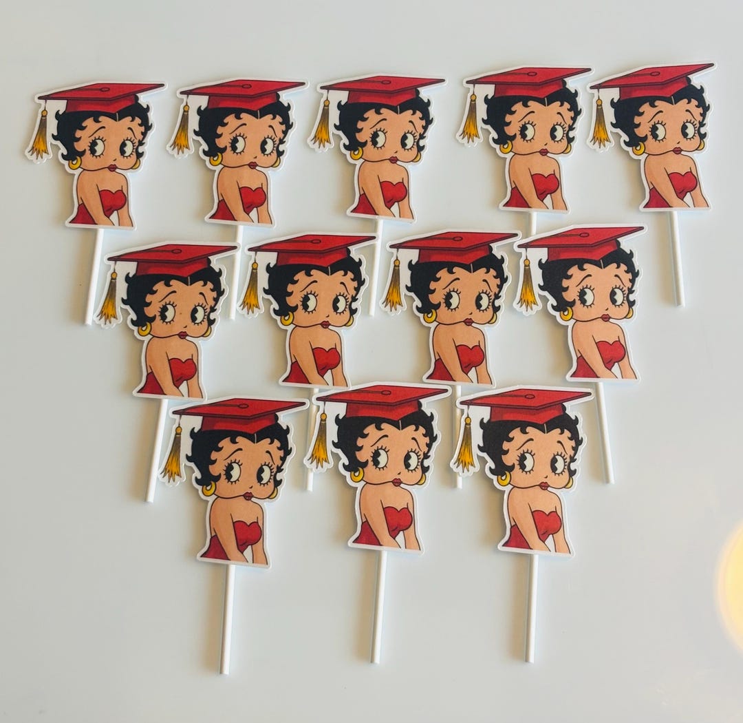 12pcs- Betty Boop Graduation Cupcake Toppers (RED) - Etsy
