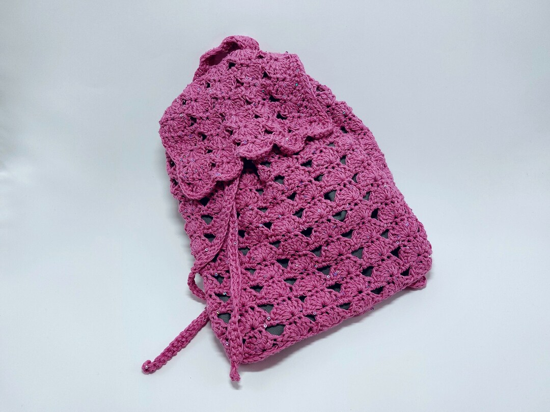 Crocheted Backpack, Glitter Bag, Glitter Backpack, Backpack Kids, Pink ...