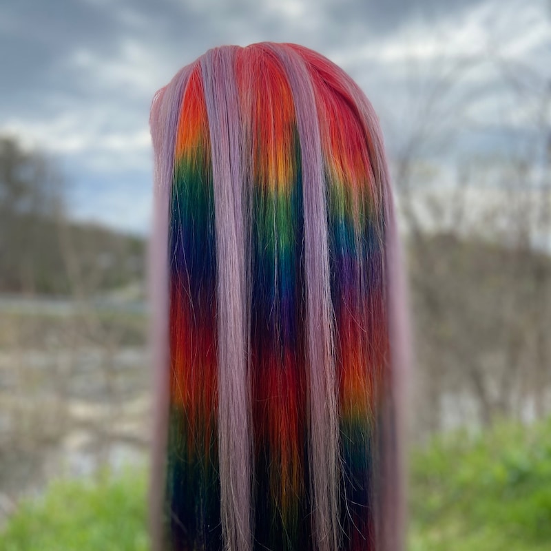 Rainbow Wig - Etsy