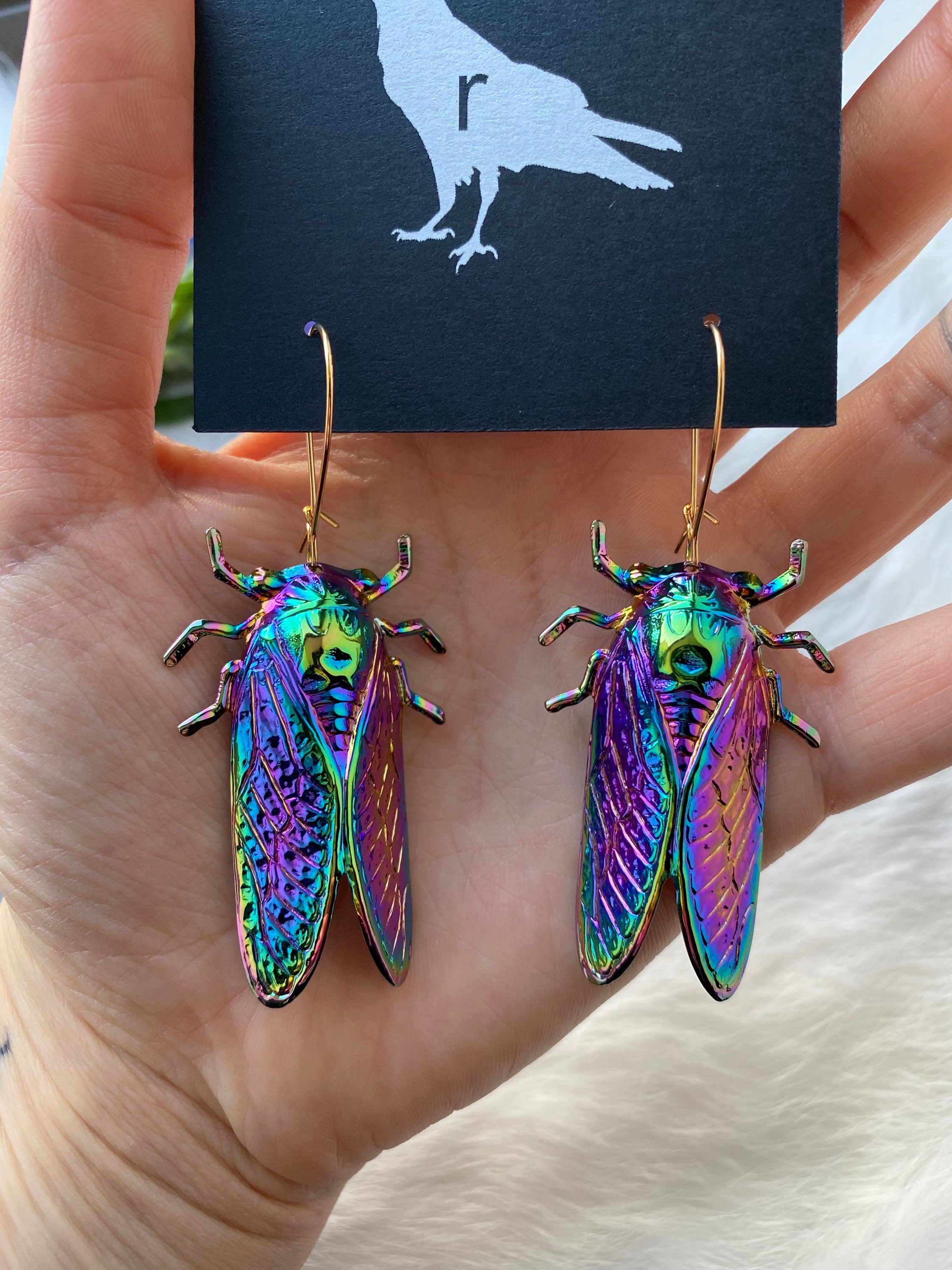The psychedelic cicada earrings | Etsy