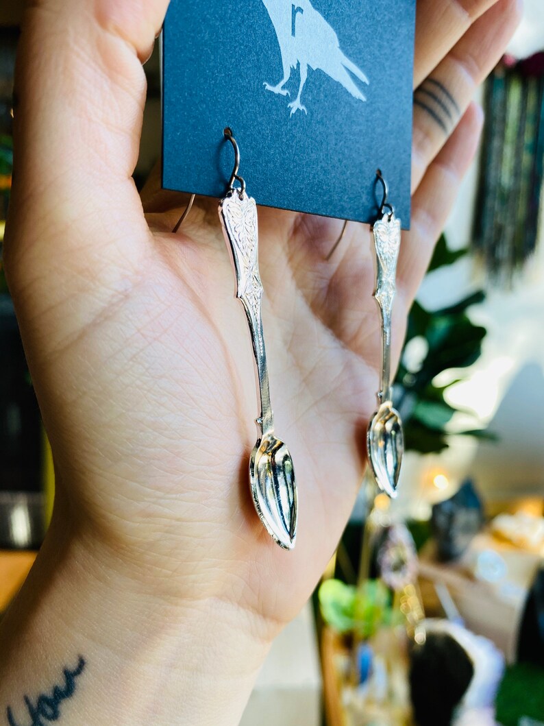 The Little Silver Spoon Earrings // Ravenstone Earrings // | Etsy