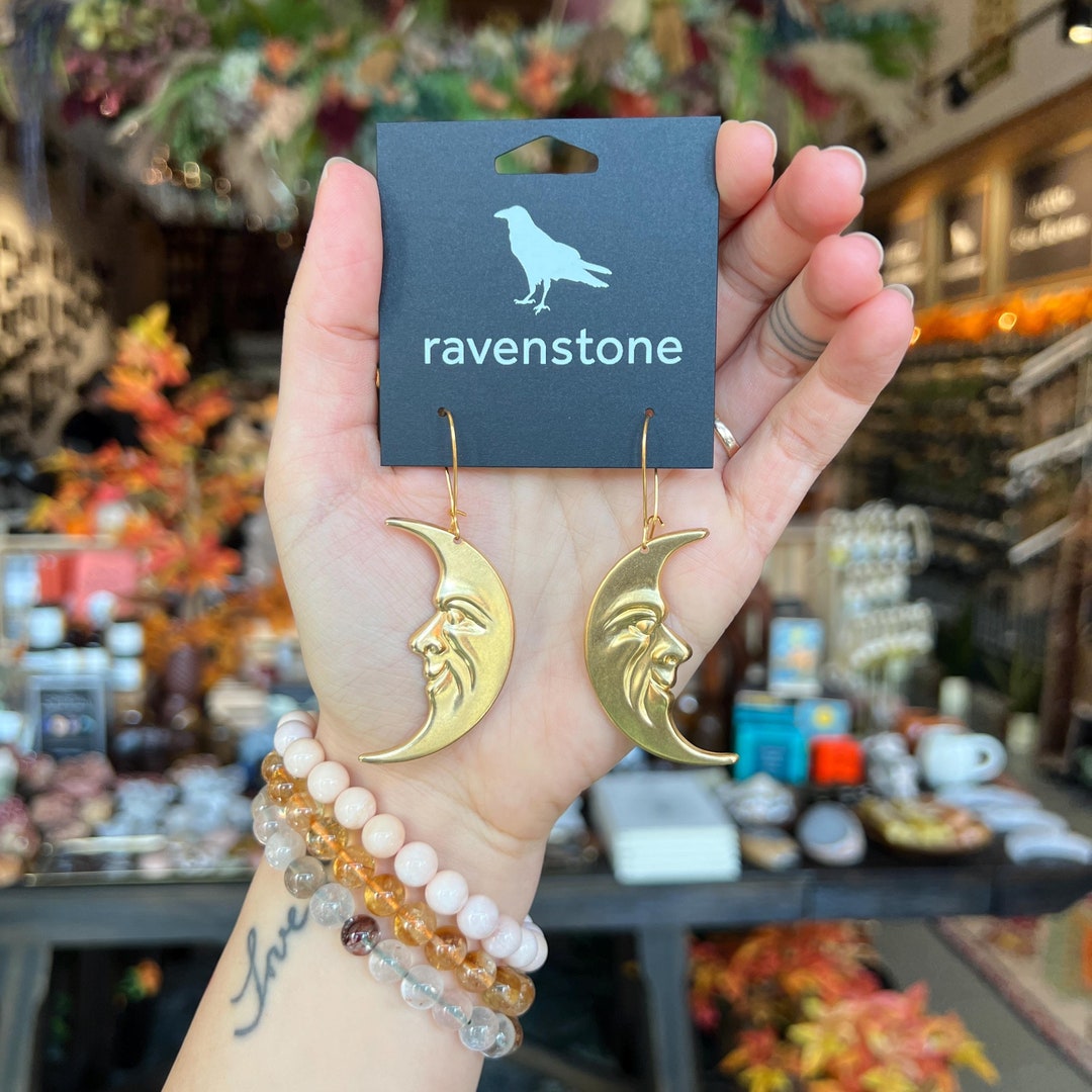 The Moon Face Earrings | Ravenstone | Nickel-free Jewelry - Etsy