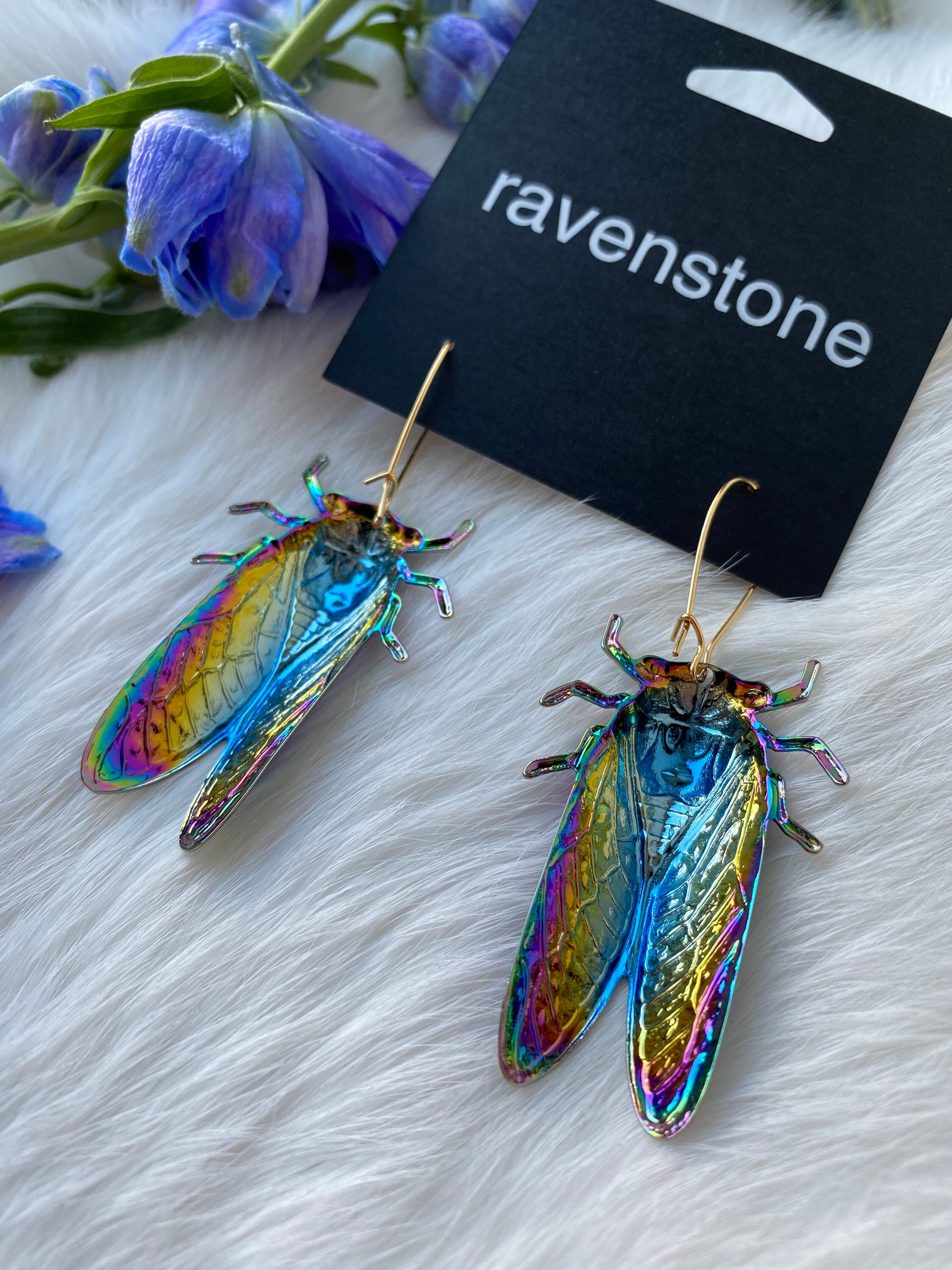 The psychedelic cicada earrings | Etsy