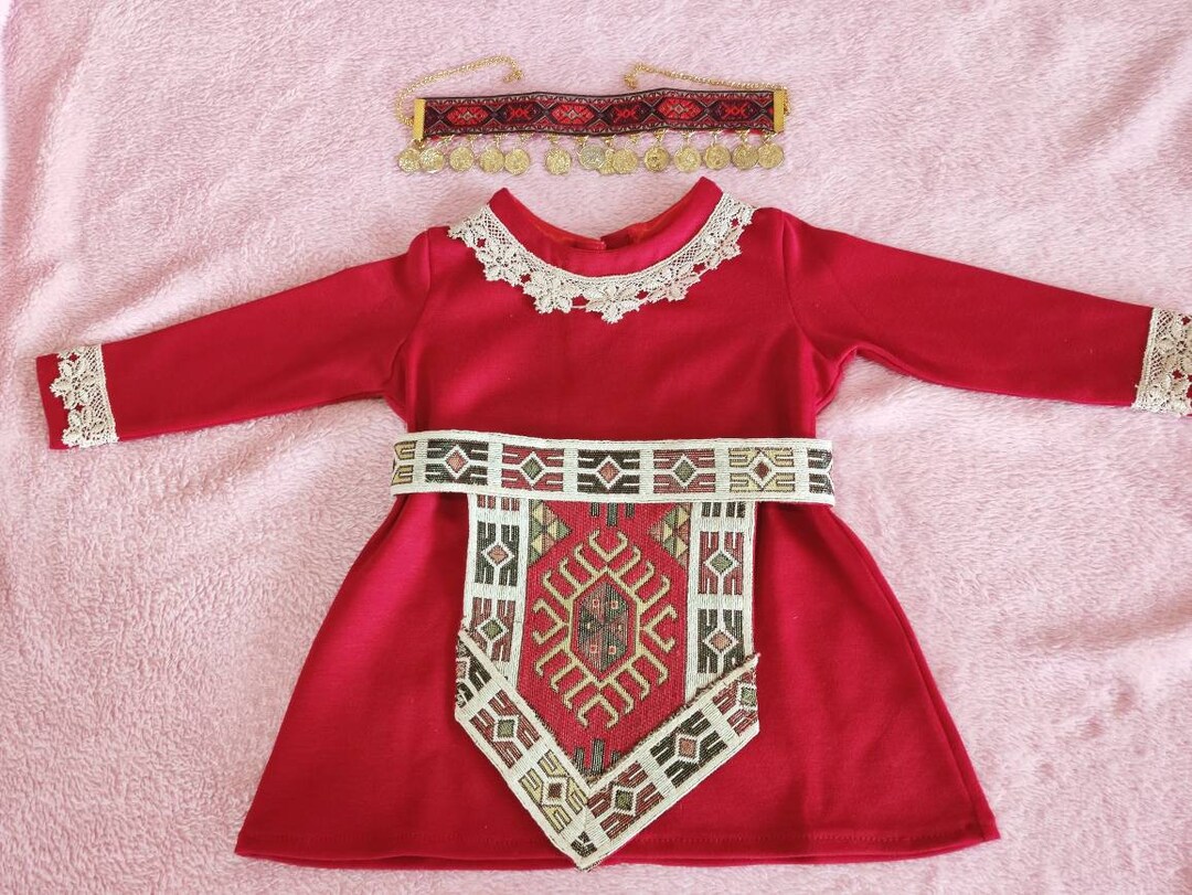 Armenian Traditional Dress With Apron | Red Viscose Taraz/daraz for ...