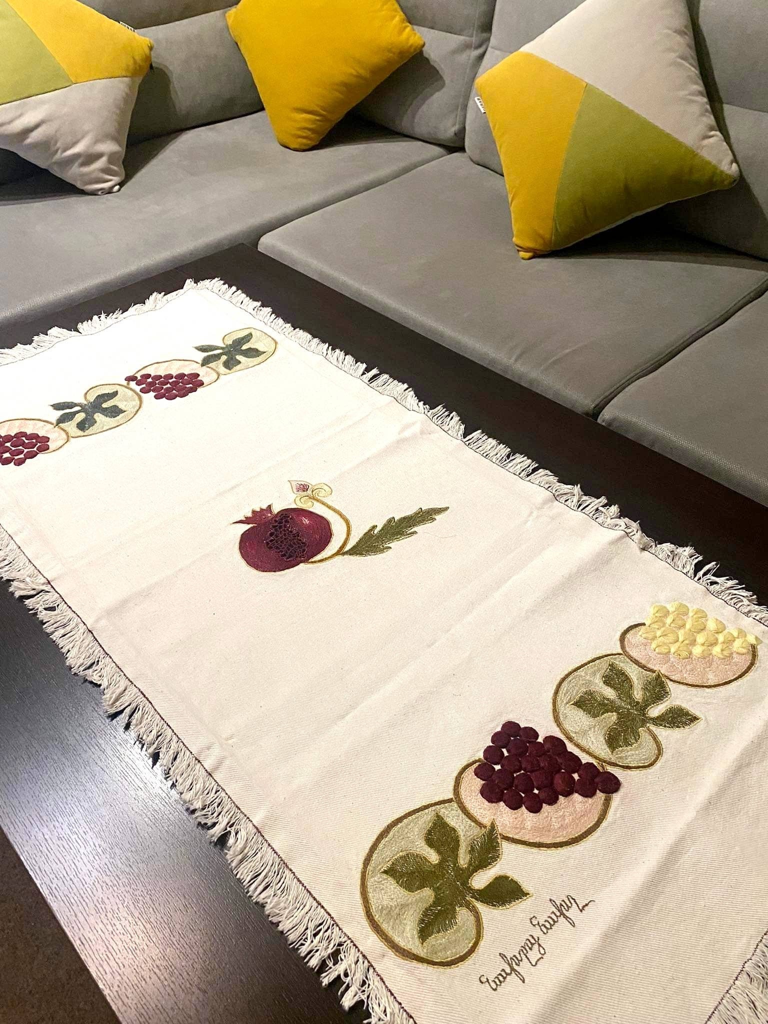 Armenian Embroidered Table Runner With Pomegranates and Grapes - Etsy