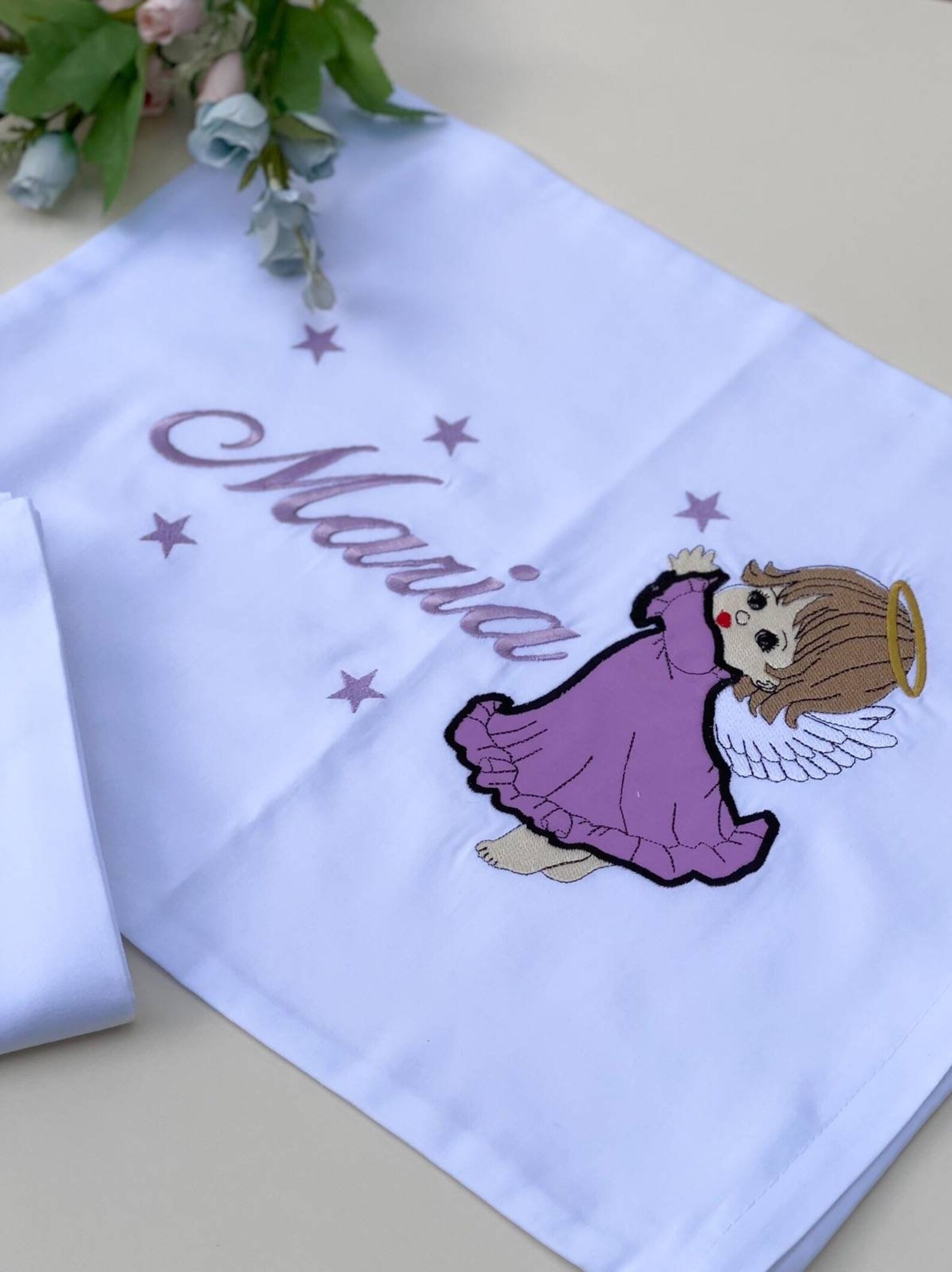 Personalized Embroidered Angel Baby Cot Bedding Set Fitted - Etsy