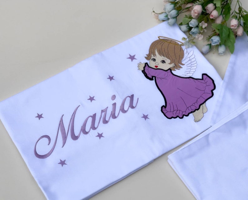 Personalized Embroidered Angel Baby Cot Bedding Set Fitted - Etsy