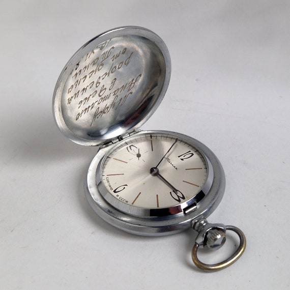 Vintage Soviet mechanical pocket watch MOLNIJA. USSR - Gem