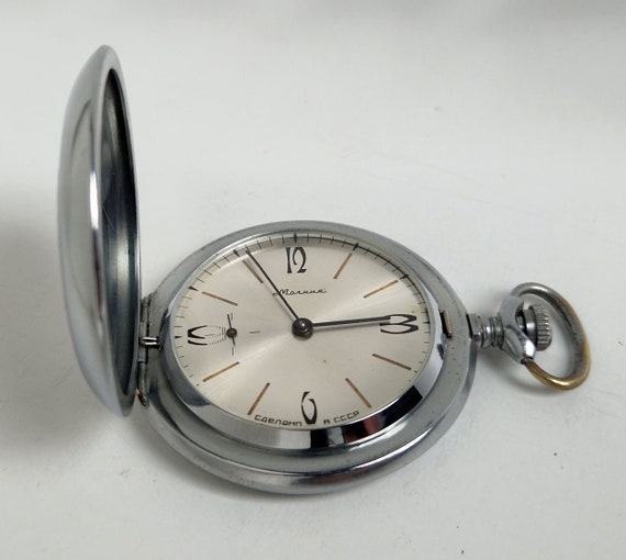 Vintage Soviet mechanical pocket watch MOLNIJA. USSR - Gem