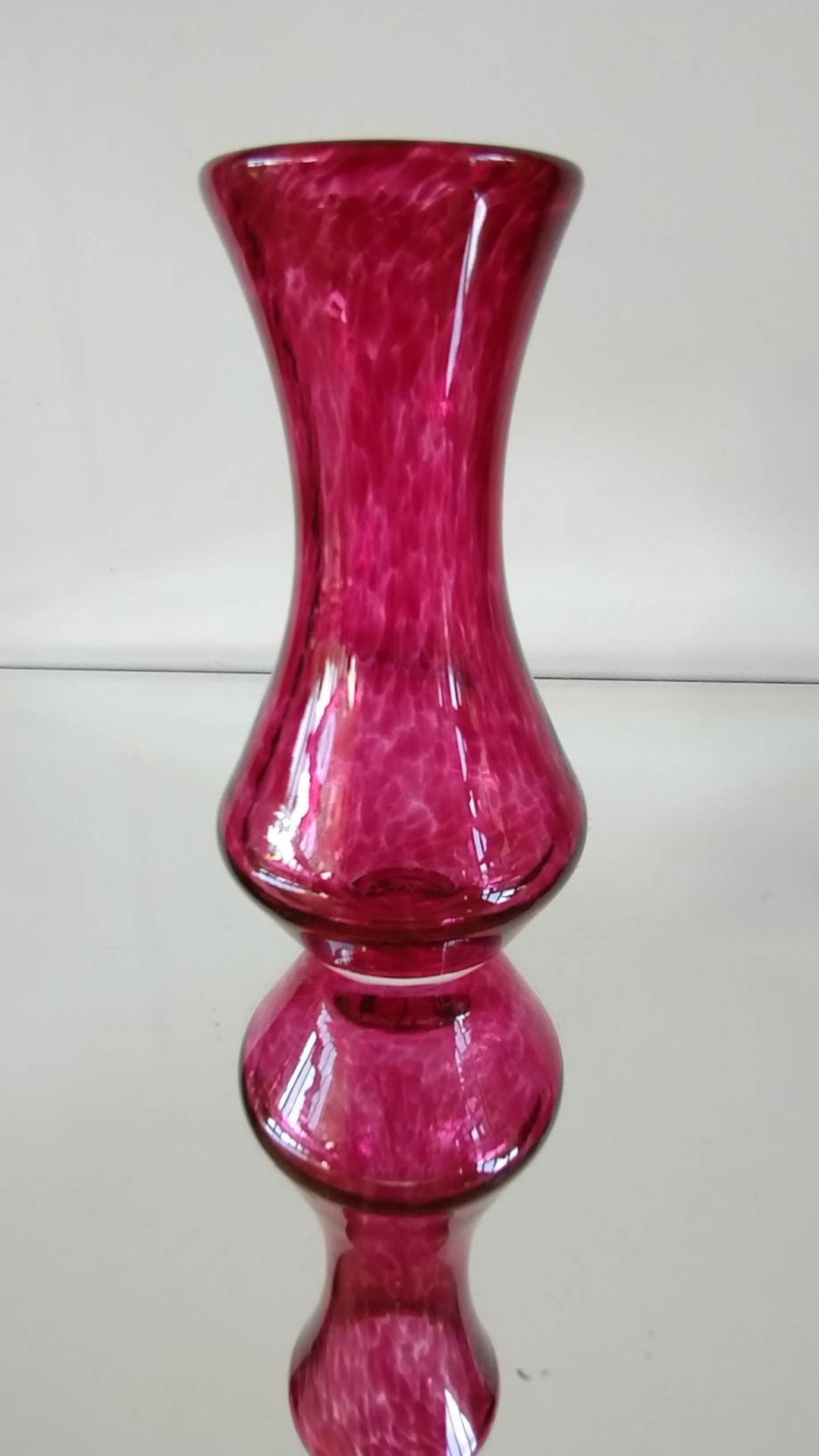 Crimson Glass Vase by TVG Signed Made in England - Etsy UK