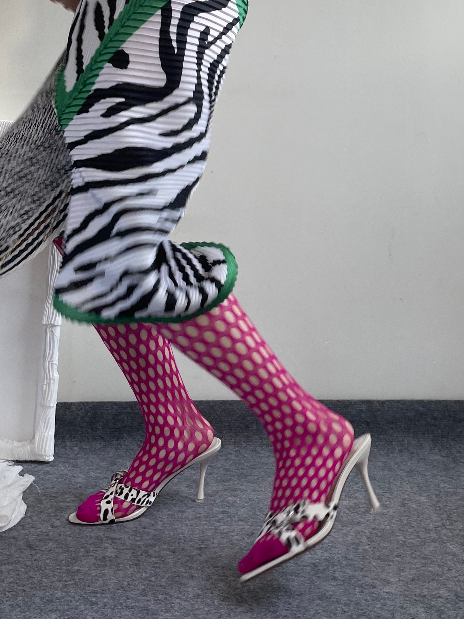 Y2k HOT PINK Dotty Holes Pattern Vibrant Fishnets Tights Styling ...