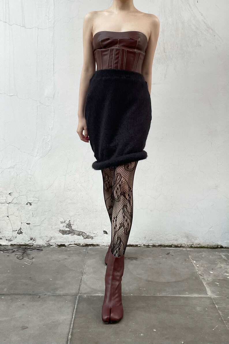 Y2k BLACK Art Nouveau Swirl Pattern Vibrant Fishnets Tights Styling ...