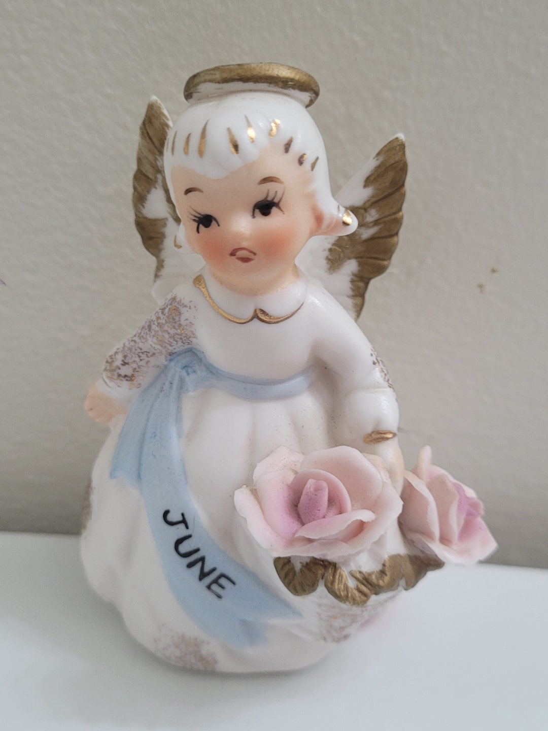 Lefton june Angel Holding Pink Roses 3332 Roses Are Flower of June - Etsy