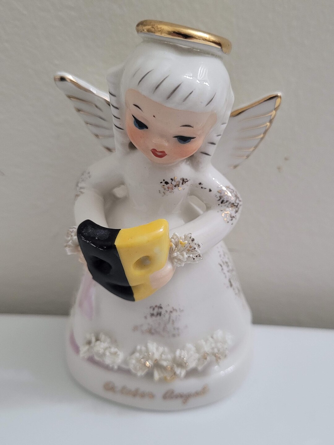 Excellent Napco October Angel Figurine W Mask Etsy