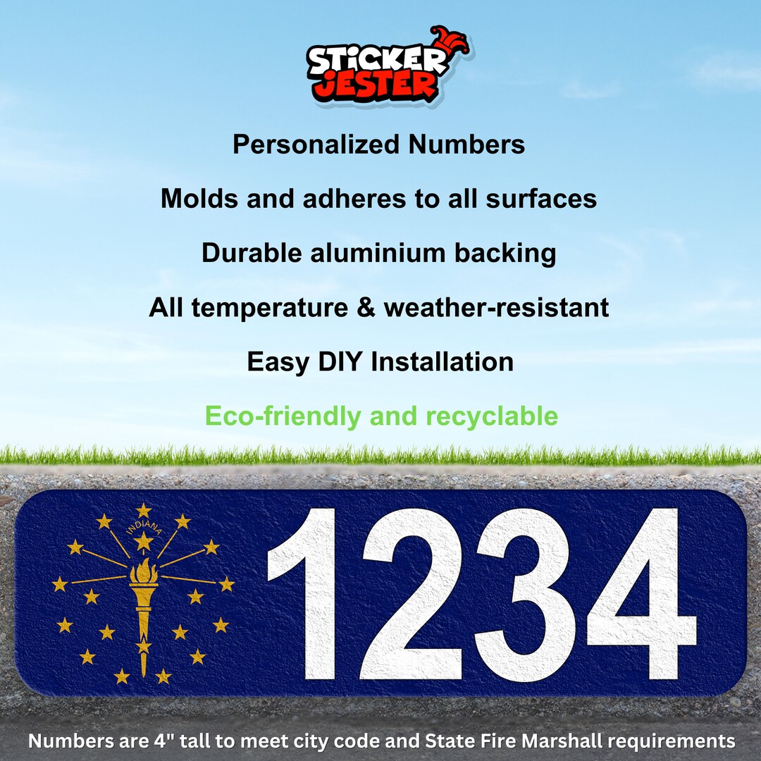 Indiana State Flag Curb Number Sticker - Easy Application ...