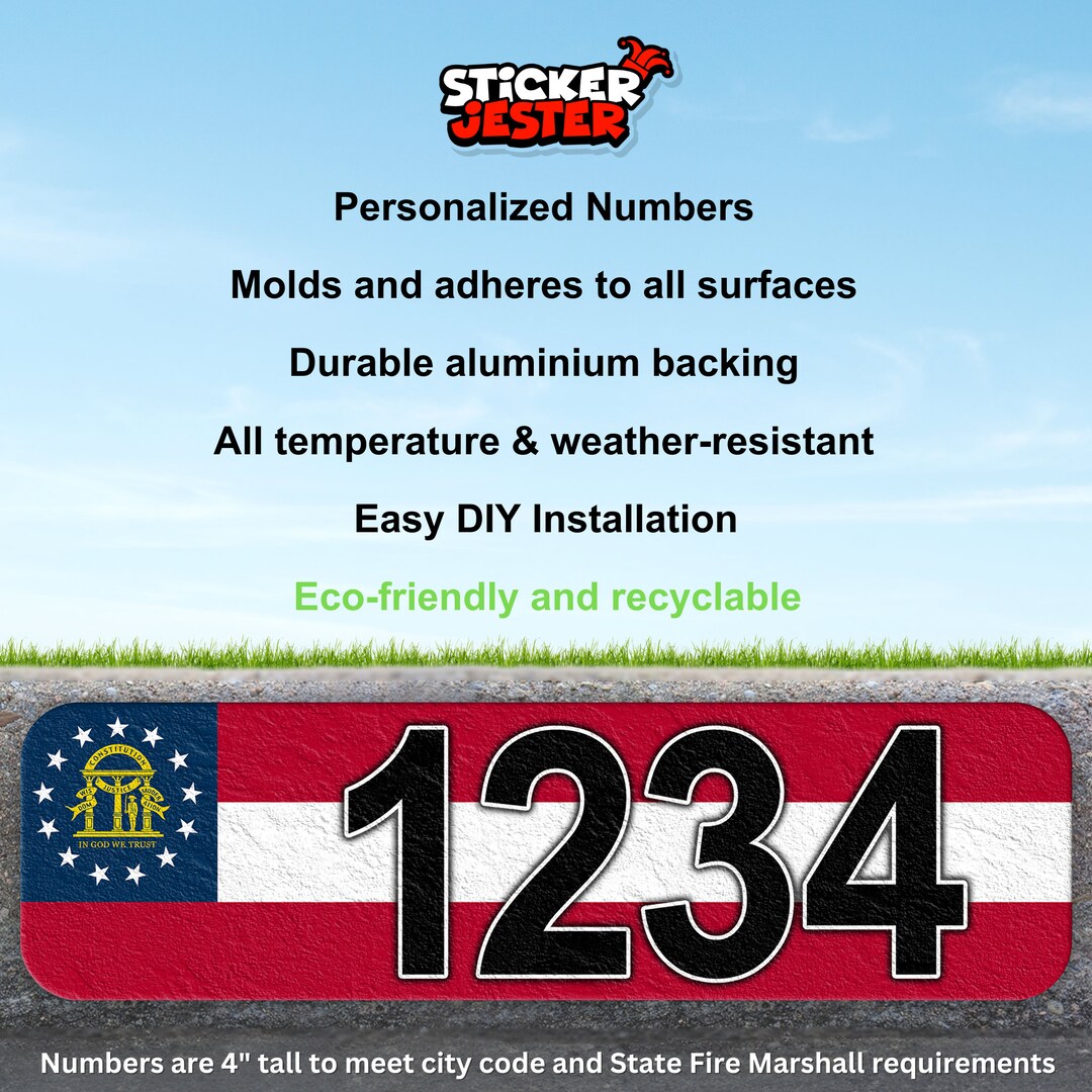Georgia State Flag Curb Number Sticker - Easy Application ...
