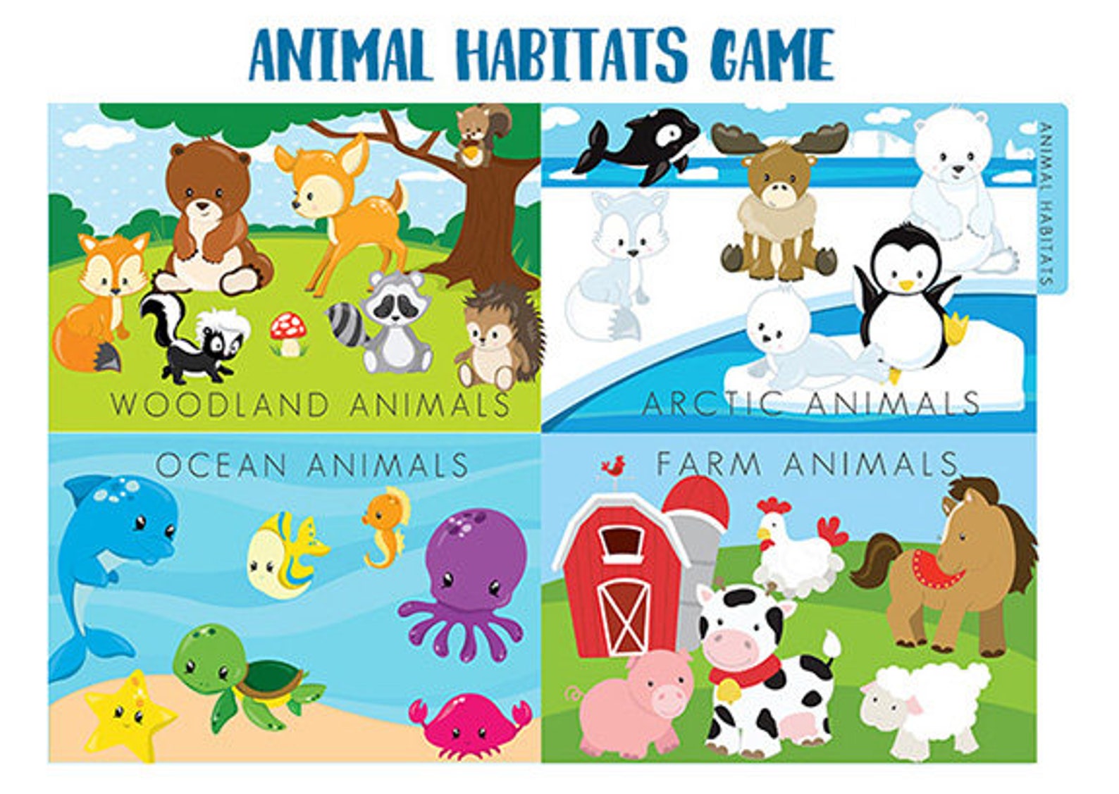 ANIMAL HABITATS File Folder Game Printable - Downloadable PDF - Etsy