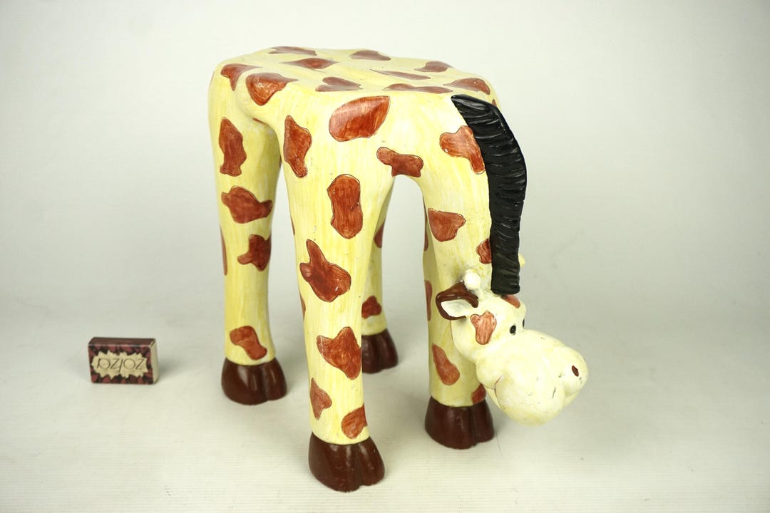 Old Giraffe Stool 50s, Vintage Giraffe Plant Stand, Decor Pot Stand ...