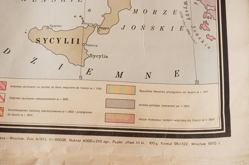 Old Very Big Wall Map, 70,9"x 47,2", 180 Cm X 120 Cm, Historical Map ...