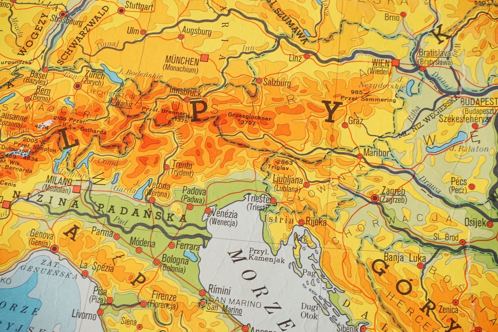 Old Very Big Wall Map, 80,7"x 67,7", 205 Cm X 172 Cm, Vintage Physical ...
