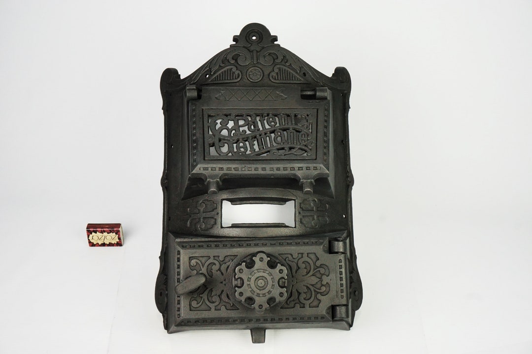 Large Vintage Cast Iron Stove Decoration, Big Heavy Ornate Cast Iron ...