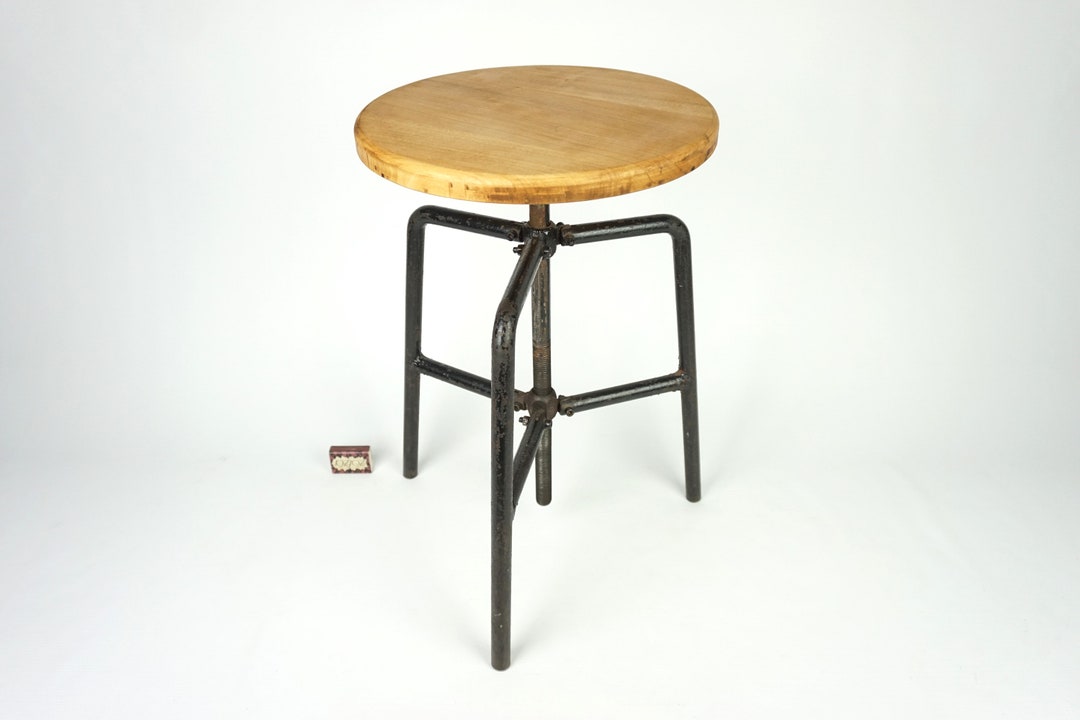 Stable Industrial Stool Made of Metal and Wood, Industrial Round Stool ...