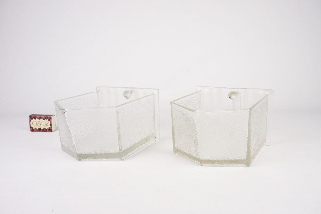 Set of 2 Large Glass Scoop for Hoosier Cabinet, Vintage Poncet Glass ...