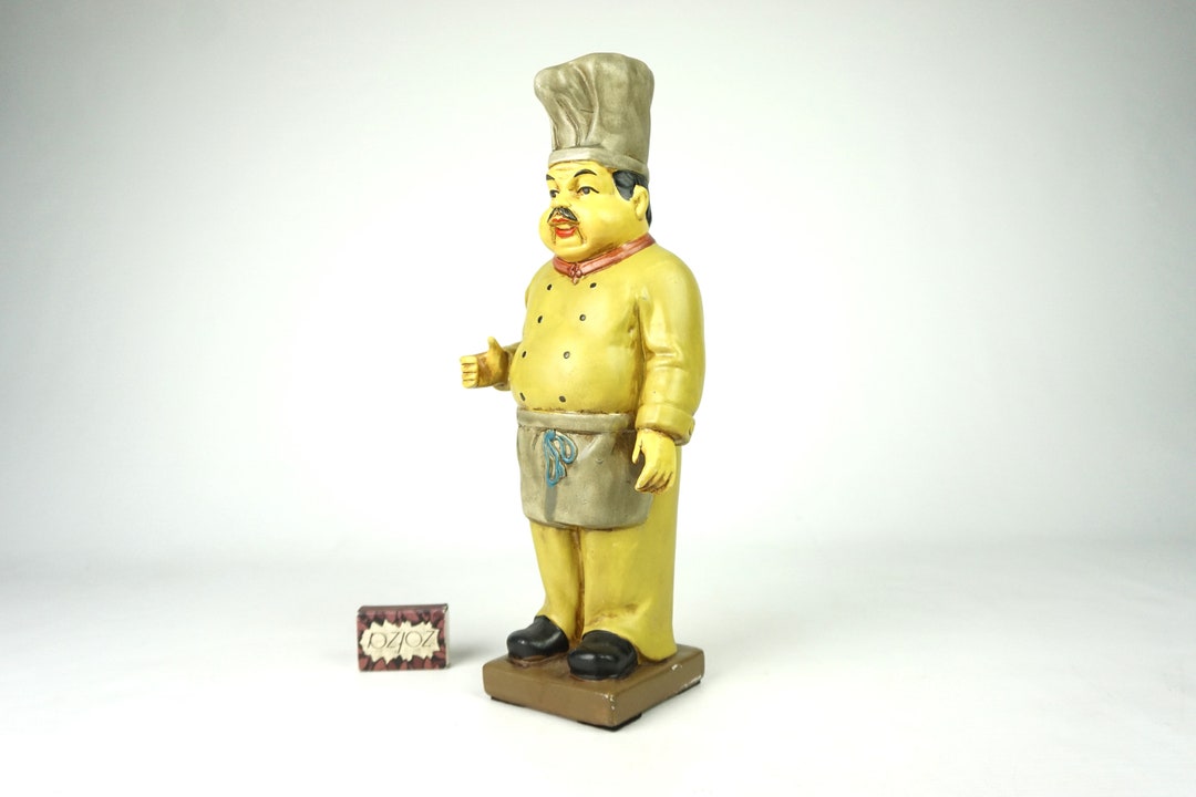 Vintage Chef Statue, Decorative Figure Statue Chef With Menu, Retro ...
