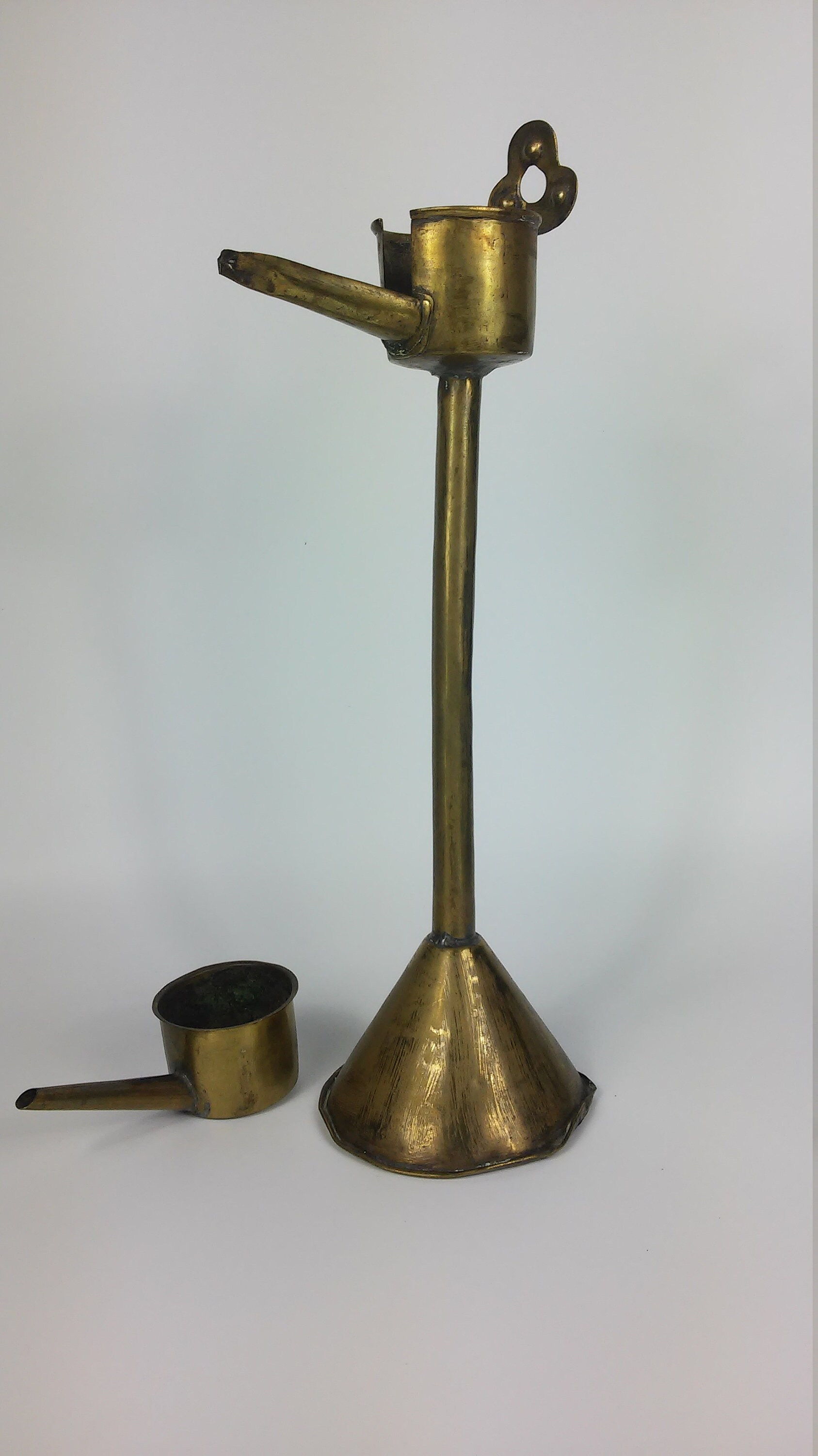 Very High Antique Dutch Snotneus Brass Spout Kerosene Lamp, Flemish ...