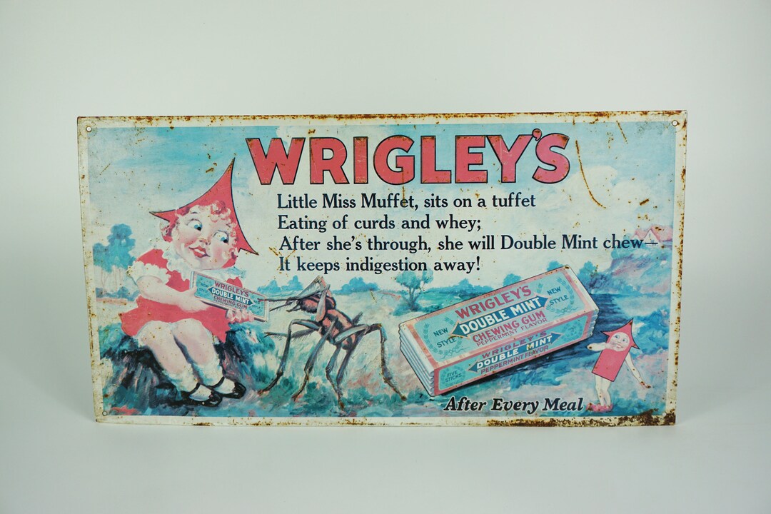 Metal Wrigley's Advertisement, Embossed Bar Sign, Big Old Rustic ...