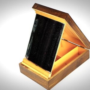 Grooming Wooden Box With Mirror, Wooden Shaving Box With Mirror, Wooden ...