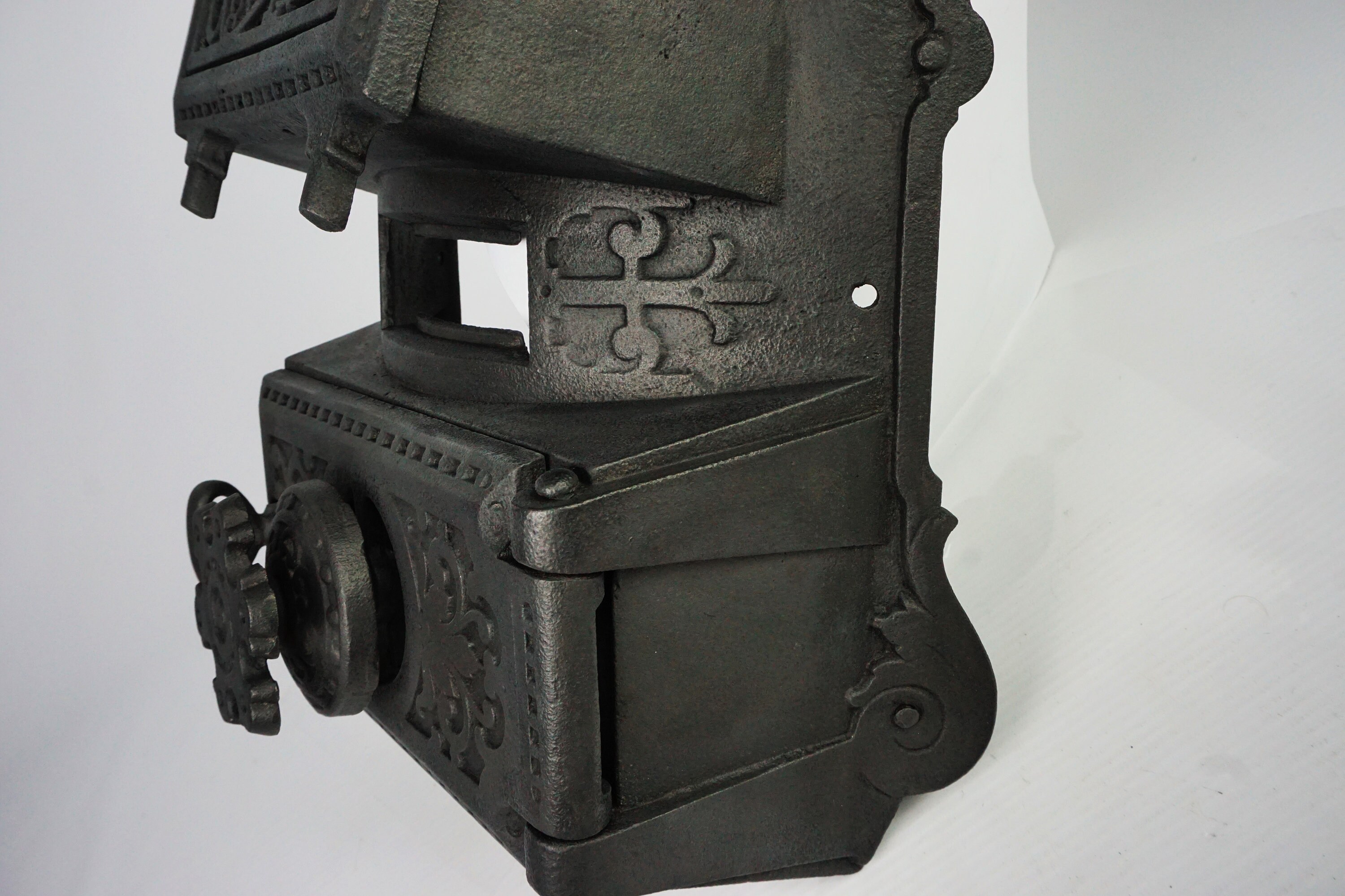 Large Vintage Cast Iron Stove Decoration, Big Heavy Ornate Cast Iron ...