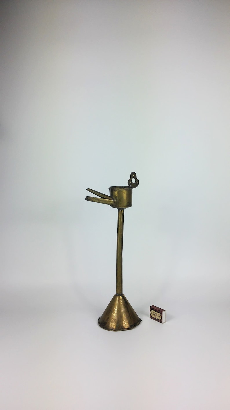 Very High Antique Dutch Snotneus Brass Spout Kerosene Lamp, Flemish ...