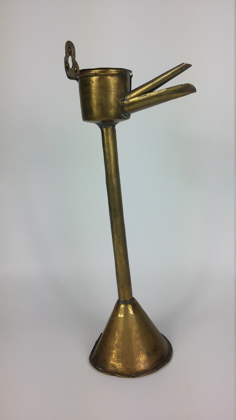 Very High Antique Dutch Snotneus Brass Spout Kerosene Lamp, Flemish ...