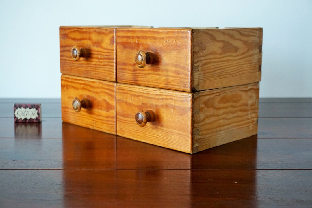 Set of 4 Pieces Wooden Drawers, Vintage Wooden Drawers, Drawers Divided ...