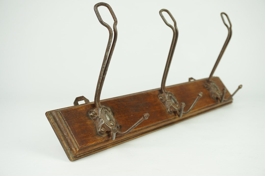 Vintage Wall Mount Coat Rack, Mid Century Mudroom Coat Rack, Rustic ...