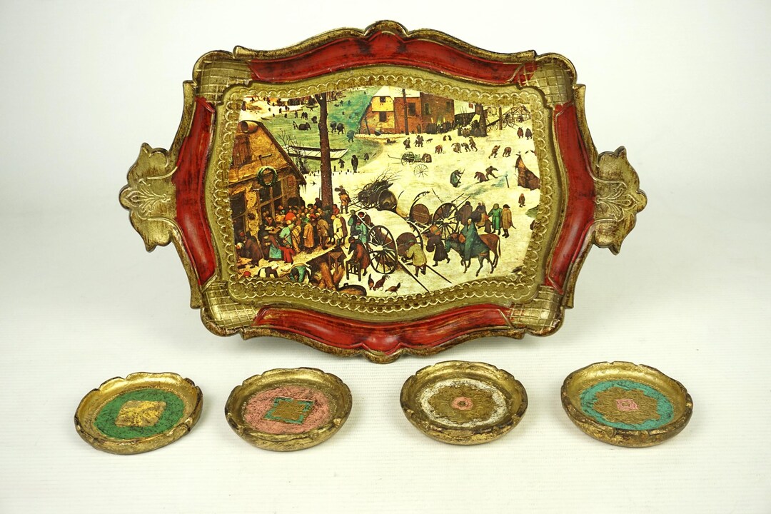 Vintage Florentine Small Serving Tray, Rectangular Serving Trays ...