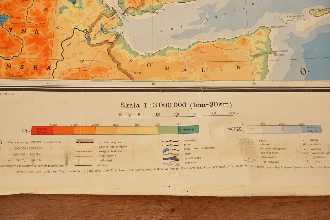 Old Very Big Wall Map, 80,7"x 67,7", 205 Cm X 172 Cm, Vintage Physical ...