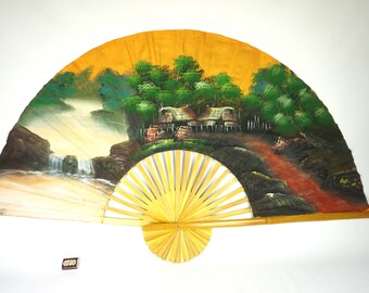 Old Large Fan, Vintage Large Japanese Fan, Folding Hand Fan, Asian ...