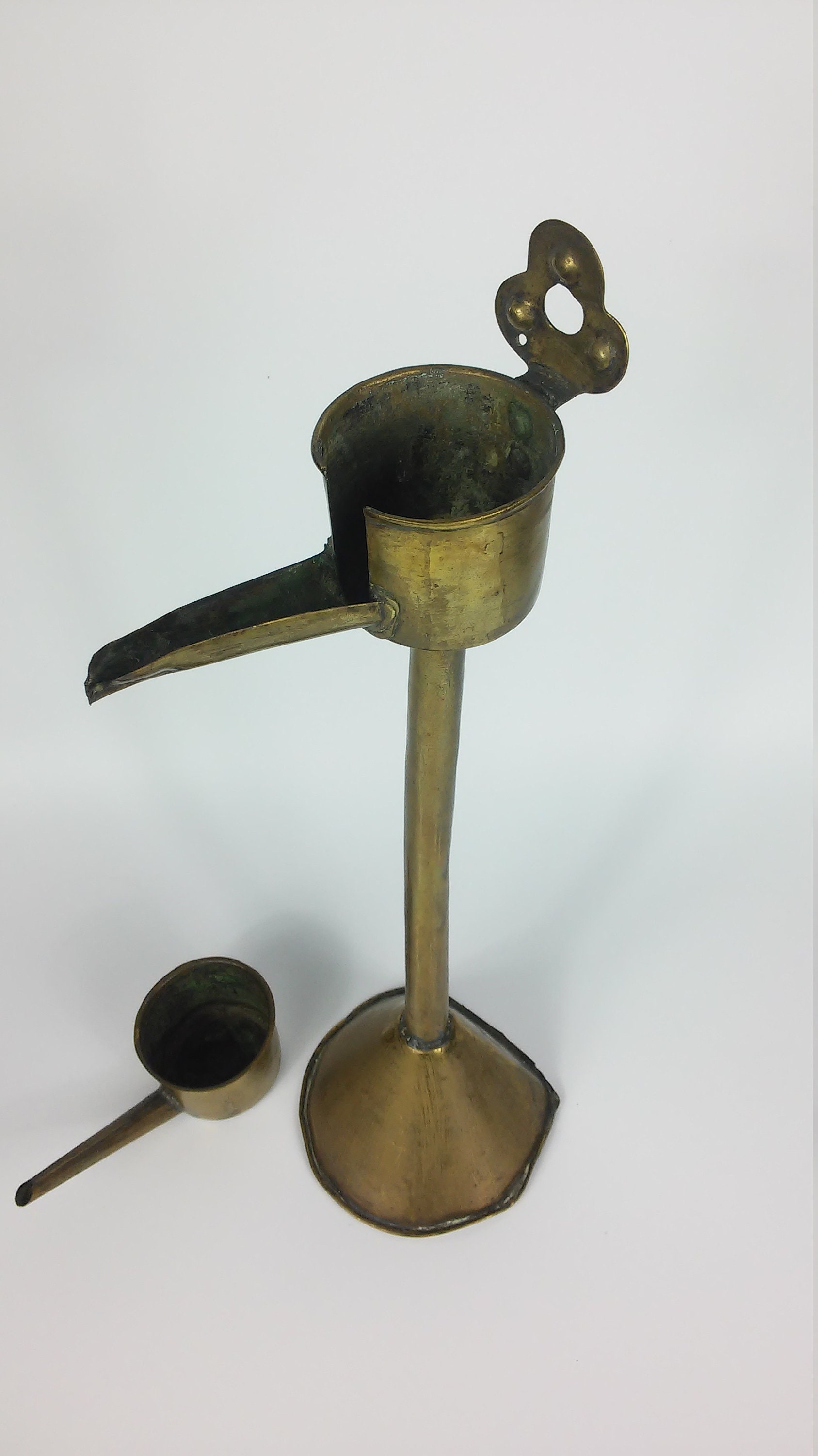 Very High Antique Dutch Snotneus Brass Spout Kerosene Lamp, Flemish ...