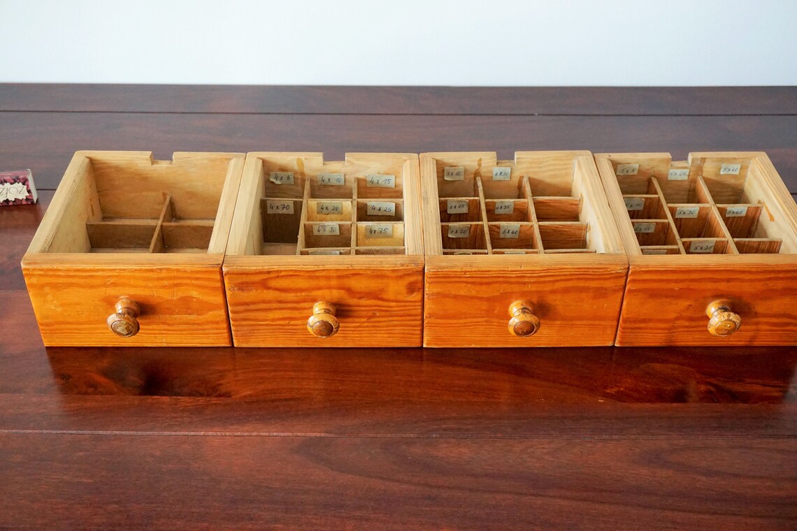 Set of 4 Pieces Wooden Drawers Vintage Wooden Drawers - Etsy