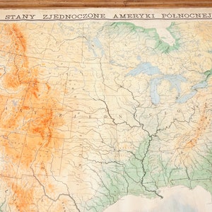 Old Very Big Wall Map, 80,7"x 67,7", 205 Cm X 172 Cm, Vintage United ...