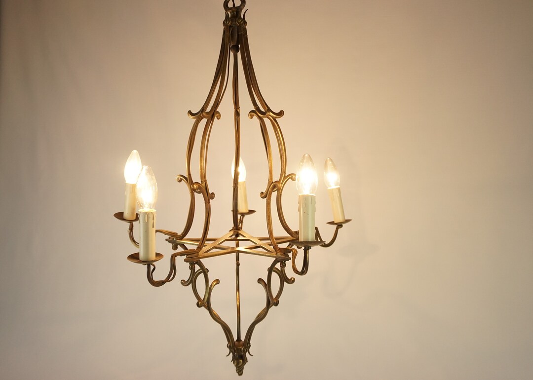 Huge Old Brass Chandelier With Star of David, Vintage Large Jewish ...